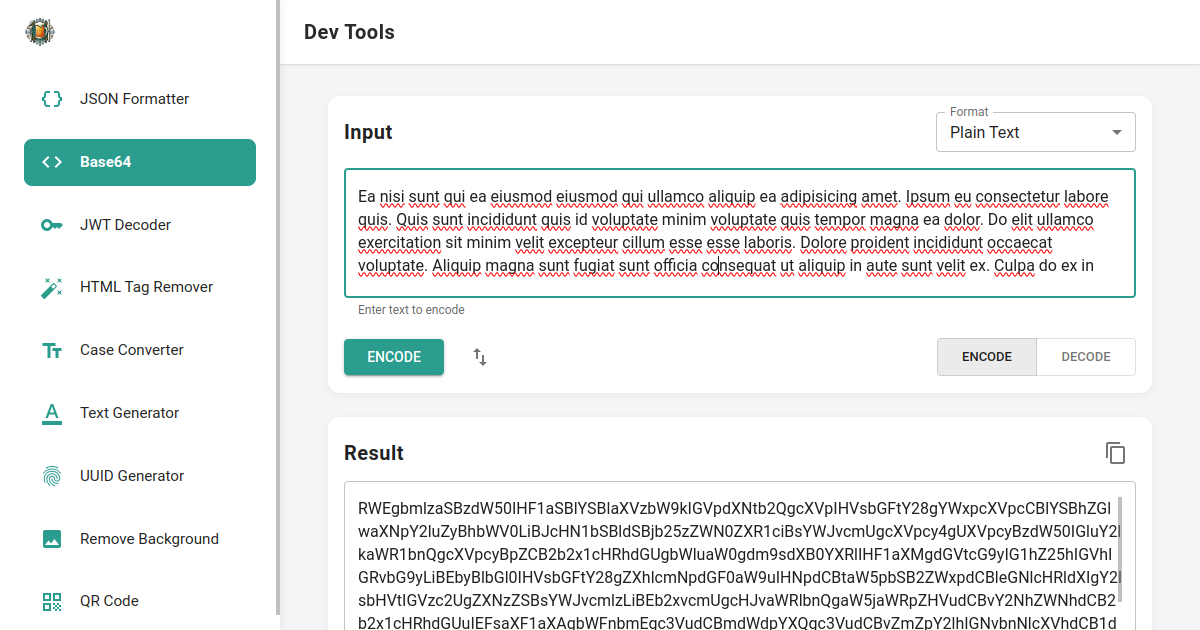 Base64 Converter | Dev Tools
